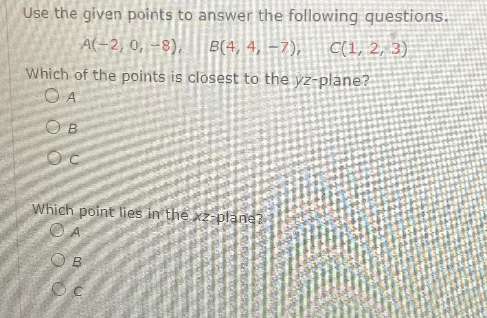 Solved Use the given points to answer the following | Chegg.com