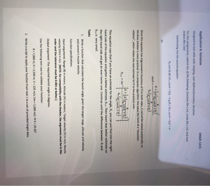 Solved Application 6: Iteration ENGR 1221 Designed to rest | Chegg.com
