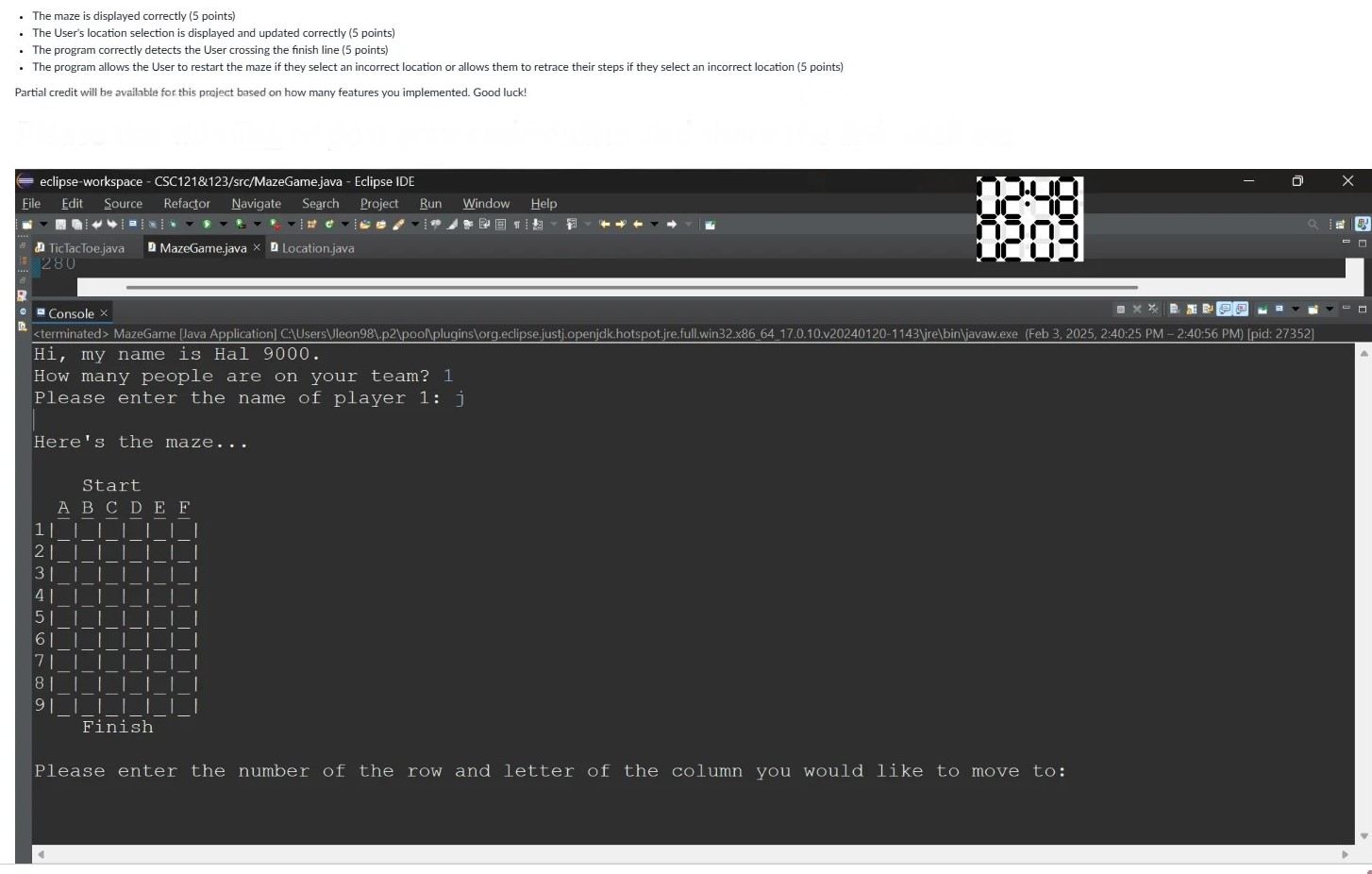 Solved For use in Java using the Program Eclipse.The maze is | Chegg.com