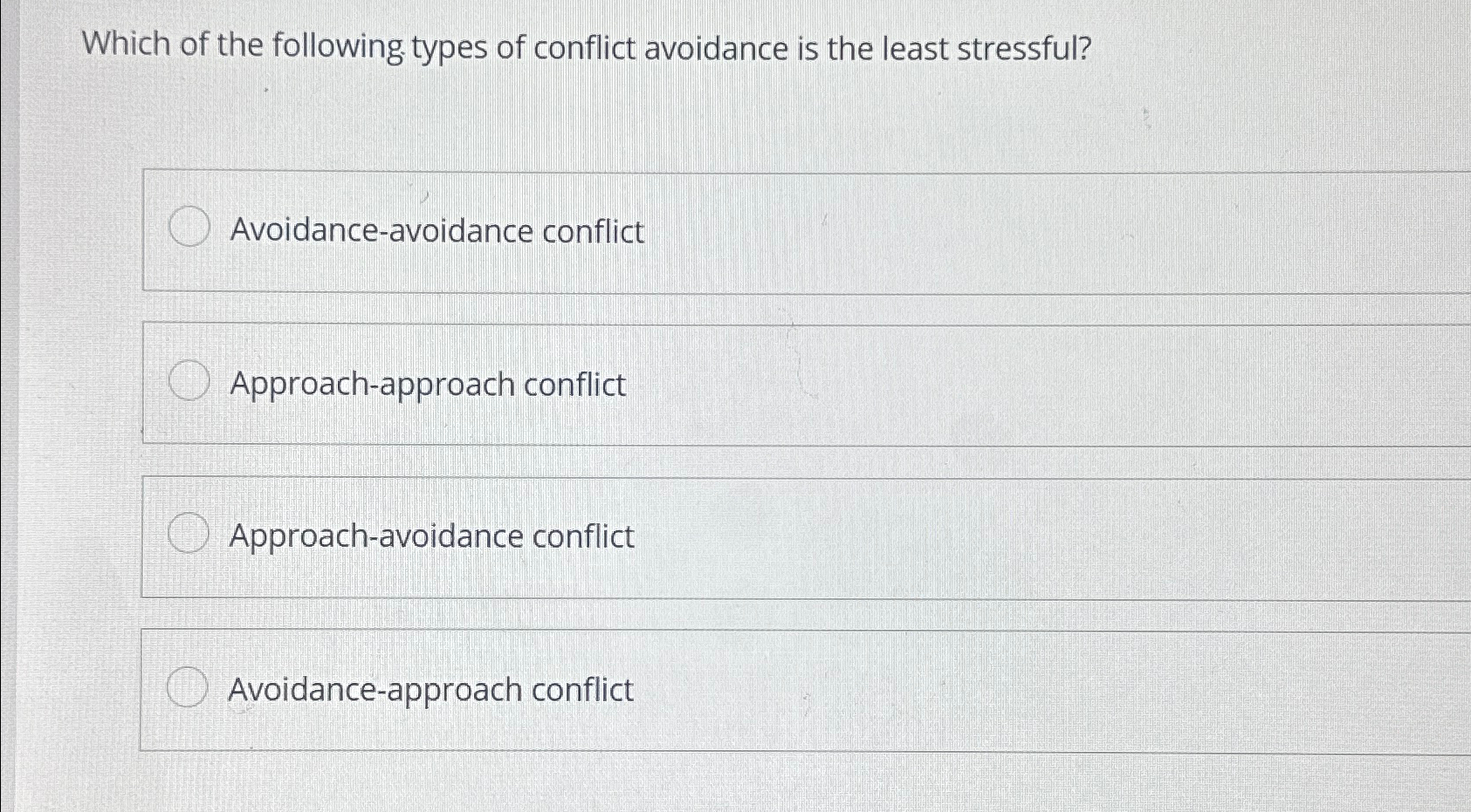 Solved Which Of The Following Types Of Conflict Avoidance Is