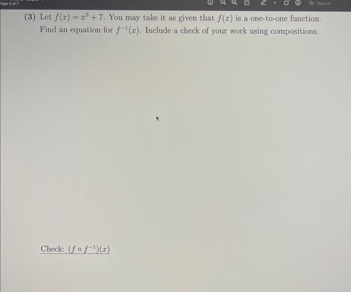 Solved 3) Let f(x)=x3+7. You may take it as given that f(x) | Chegg.com
