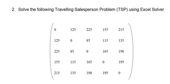 Solved 2. Solve the following Travelling Salesperson Problem | Chegg.com