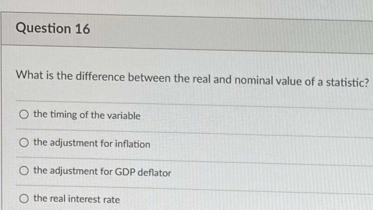 Solved Question 16What is the difference between the real | Chegg.com