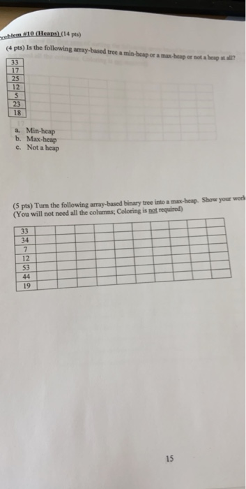 Solved cettem 10 Heaps (14 pts) (4 pts) is the following | Chegg.com