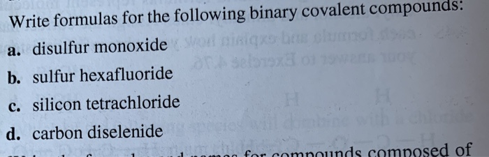 Solved Write formulas for the following binary covalent | Chegg.com