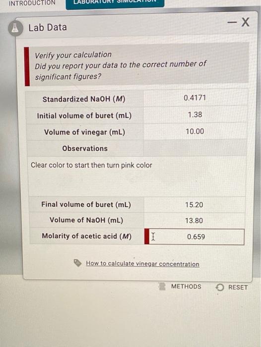 Solved INTRODUCTION - X A Lab Data Verify your calculation | Chegg.com