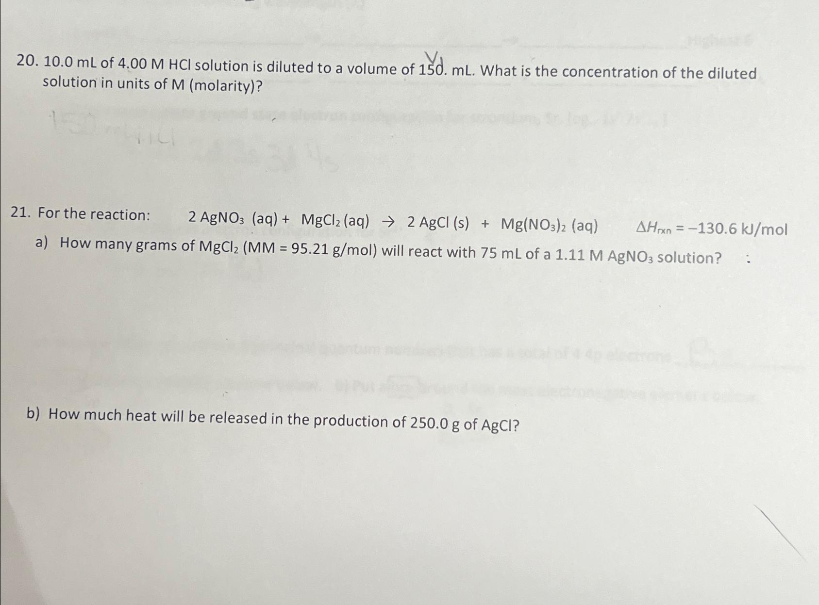 Solved 10.0mL ﻿of 4.00MHCl ﻿solution is diluted to a volume | Chegg.com