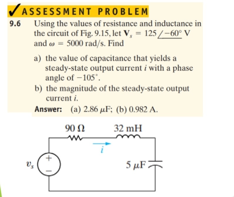 Solved ASSESSMENT PROBLEM9.6 ﻿Using the values of resistance | Chegg.com