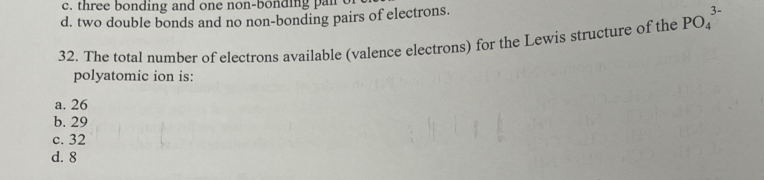 Solved The total number of electrons available (valence | Chegg.com