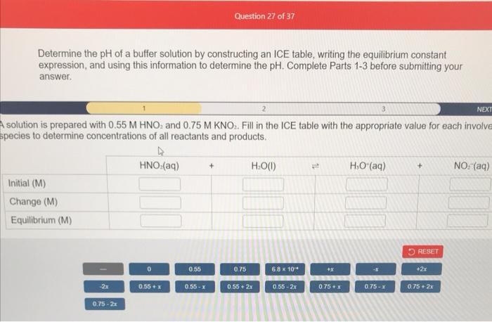 Solved Determine the pH of a buffer solution by constructing | Chegg.com