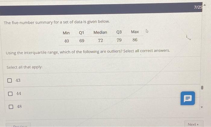Solved The five-number summary for a set of data is given | Chegg.com