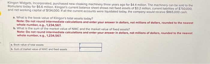 Solved Klingon Widgets, Incorporated, purchased new cloaking | Chegg.com