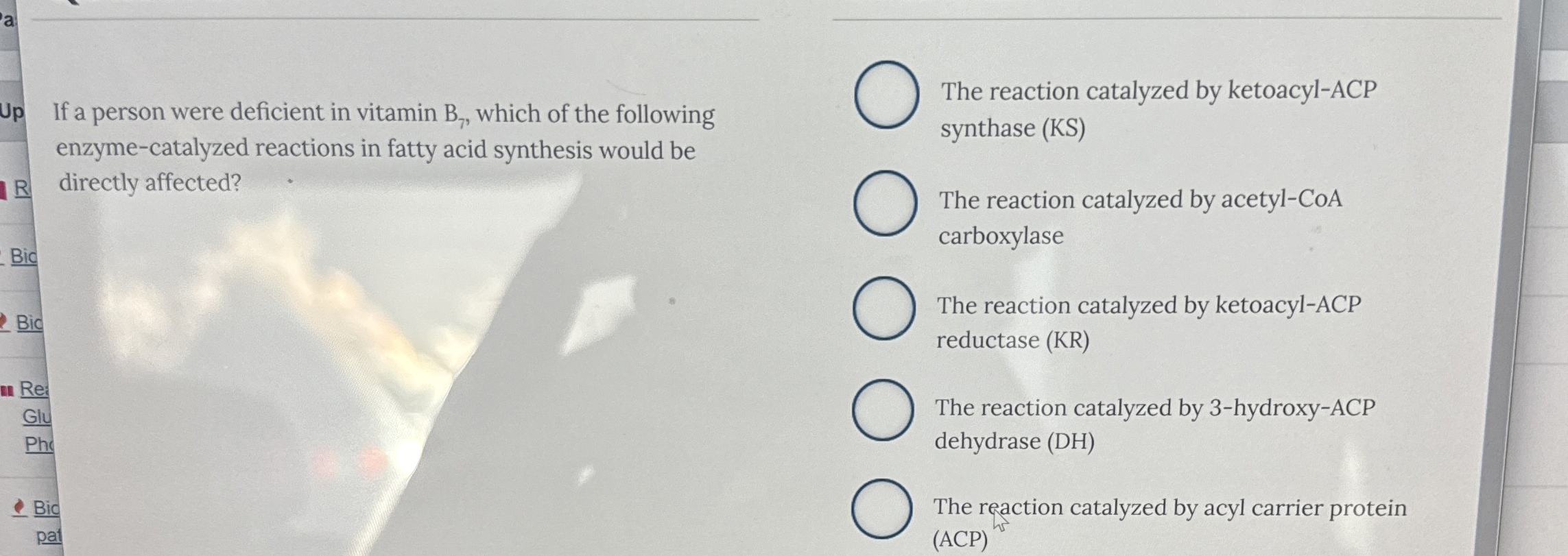 Solved aIf a person were deficient in vitamin B7, ﻿which of | Chegg.com