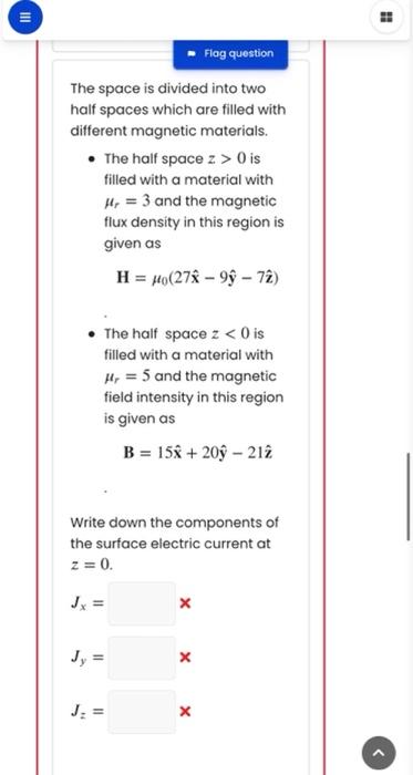 Solved The space is divided into two half spaces which are | Chegg.com
