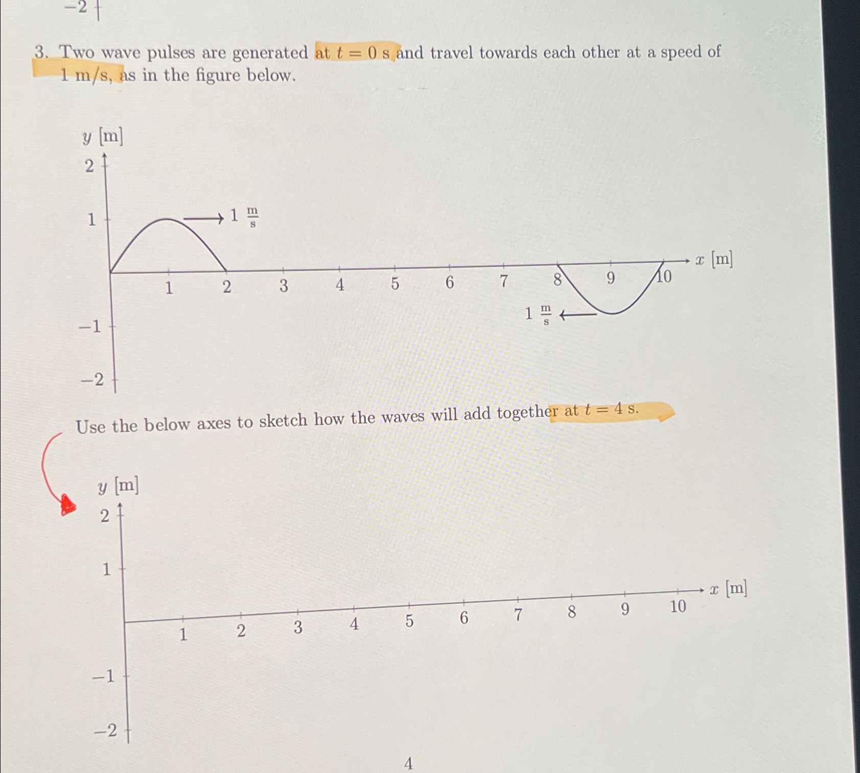 Solved Two wave pulses are generated at t=0s ﻿and travel | Chegg.com