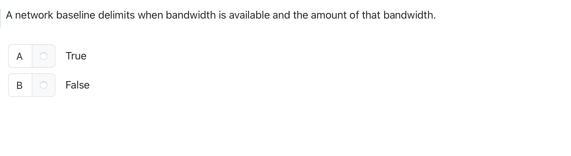 Solved A network baseline delimits when bandwidth is | Chegg.com