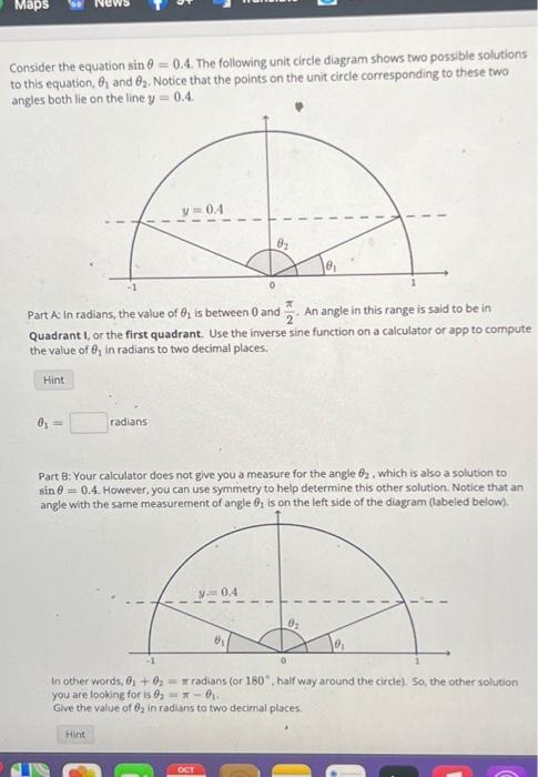Solved Consider the equation sinθ=0.4. The following unit | Chegg.com Solved Consider the equation sinθ=0.4. The following unit | Chegg.com