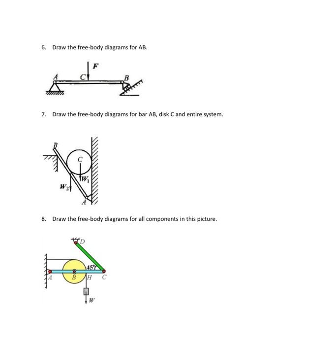 Solved 6. Draw the free-body diagrams for AB. 7. Draw the | Chegg.com
