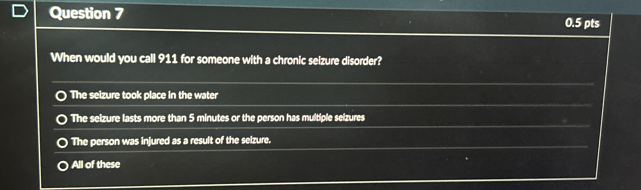 High Quality SOLUTION Question 70.5 ﻿ptsWhen would you call 911 ﻿for | Chegg.com