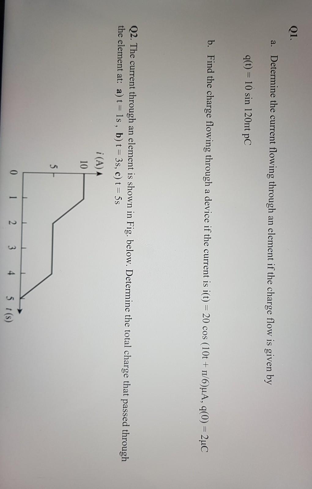 Solved Q1. a. Determine the current flowing through an | Chegg.com