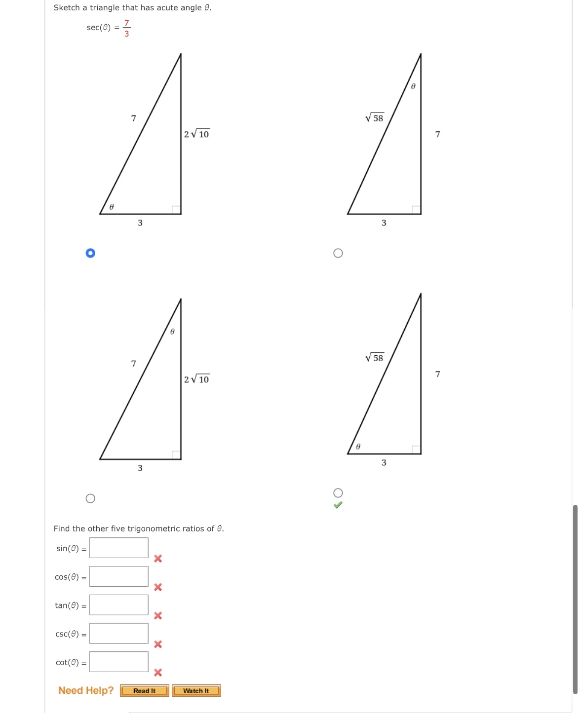 Solved Sketch a triangle that has acute angle | Chegg.com