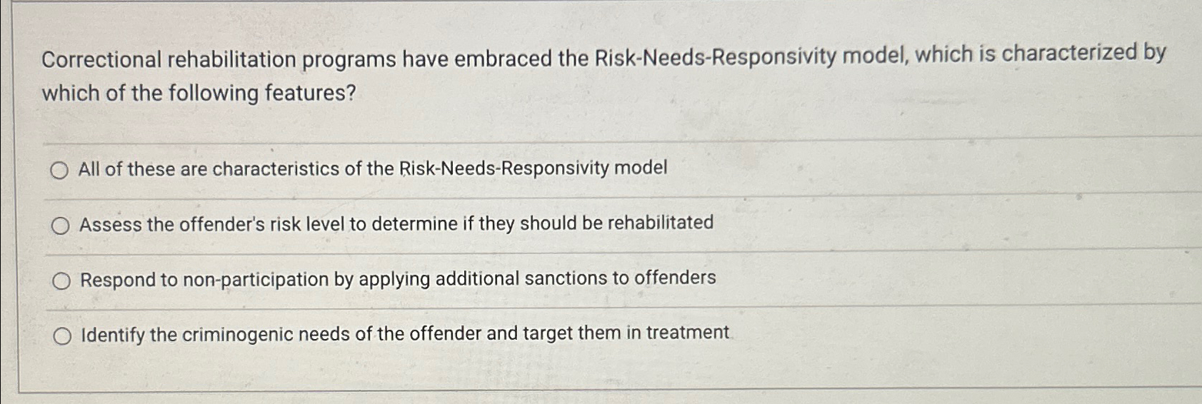 Solved Correctional rehabilitation programs have embraced | Chegg.com