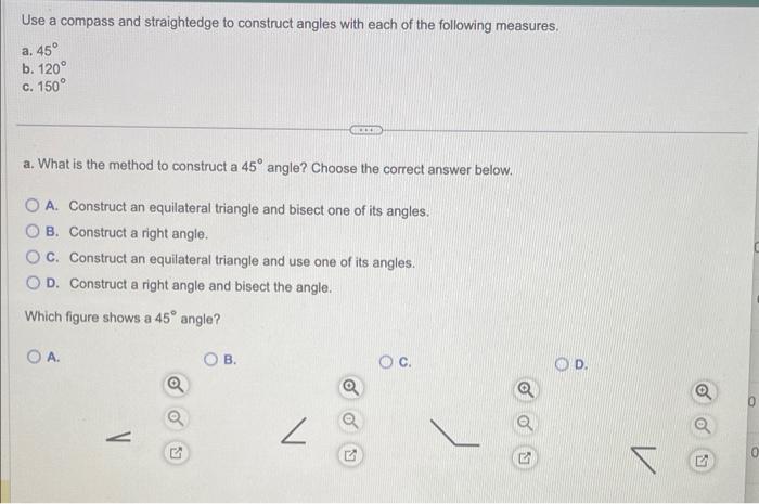 Solved Use a compass and straightedge to construct angles | Chegg.com