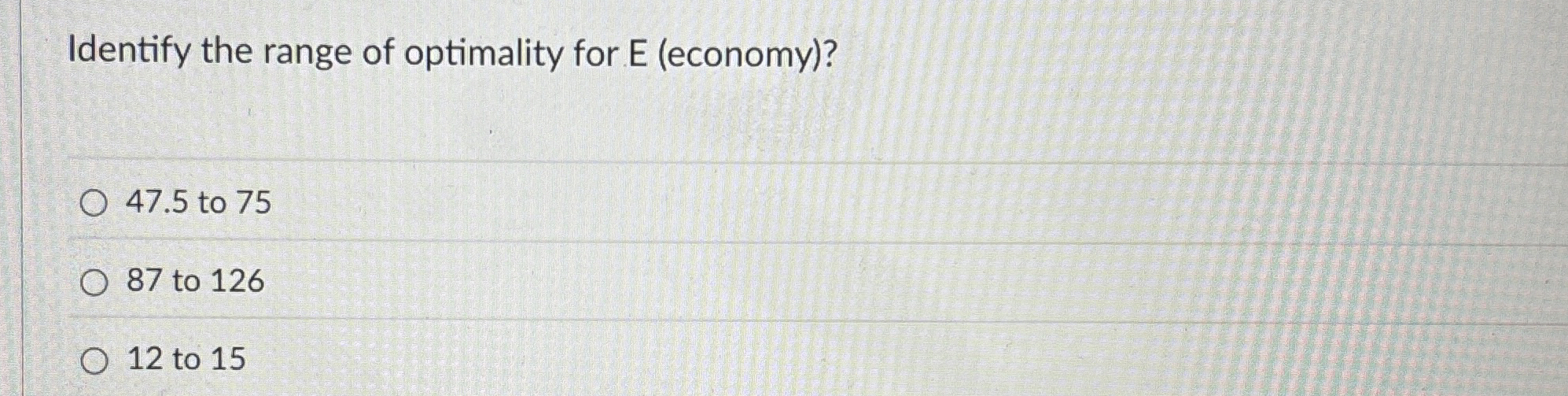 Solved Identify the range of optimality for E (economy)?47.5 | Chegg.com