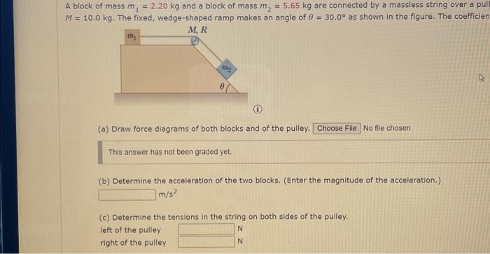 Solved A block of mass m1 = 2.20 kg and a block of mass m2 = | Chegg.com