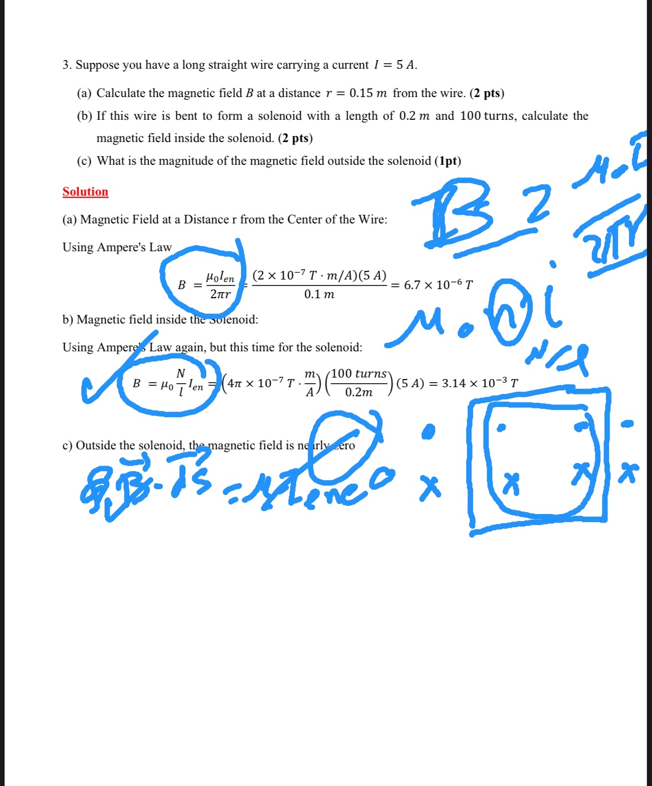 Solved Suppose you have a long straight wire carrying a | Chegg.com
