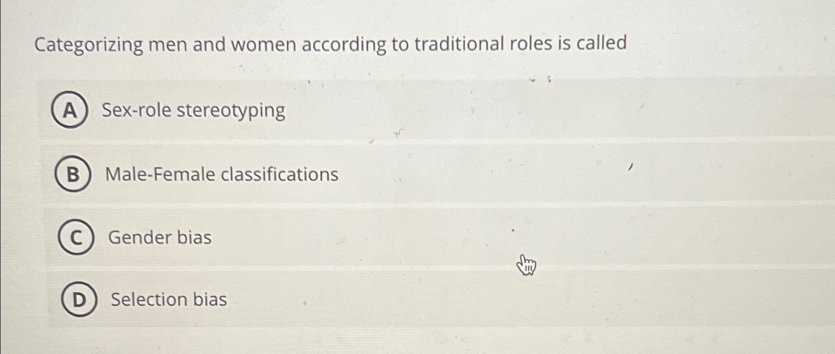 Solved Categorizing Men And Women According To Traditional