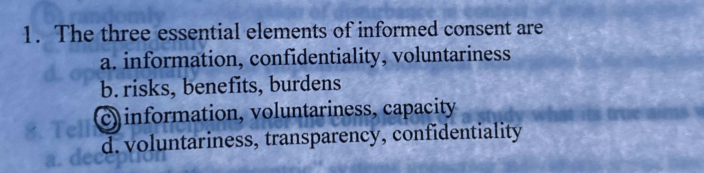 Solved The three essential elements of informed consent | Chegg.com