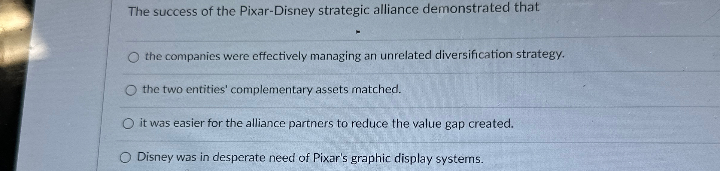 Solved The success of the Pixar-Disney strategic alliance | Chegg.com