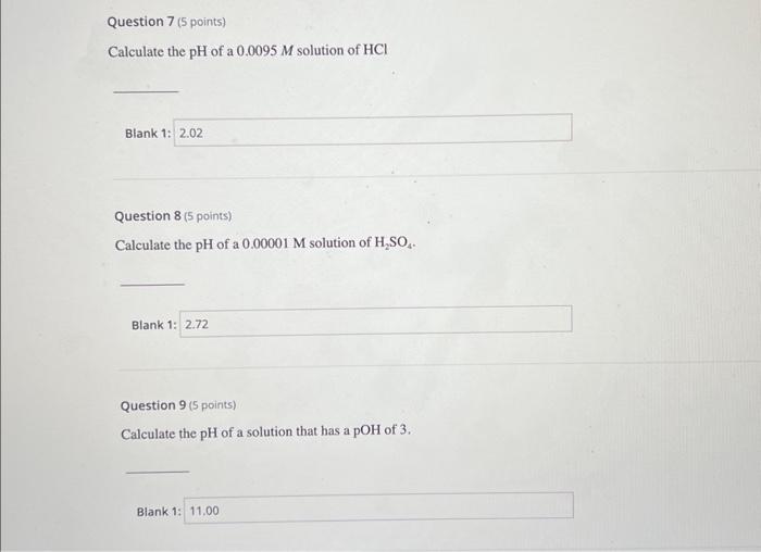 Solved Question 7 (5 points) Calculate the \\( \\mathrm{pH} | Chegg.com