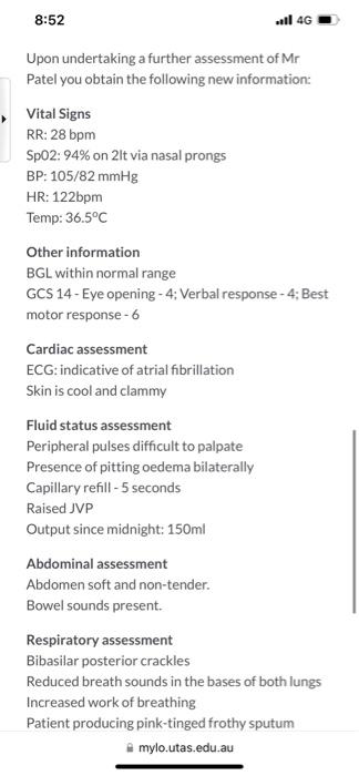 Solved He has a medical history of Heart Failure. This | Chegg.com