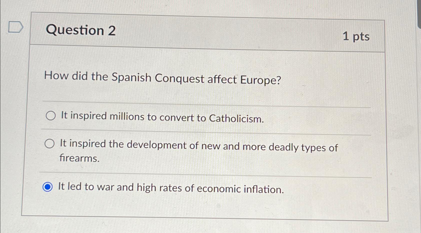 Solved Question 21 ﻿ptsHow did the Spanish Conquest affect | Chegg.com