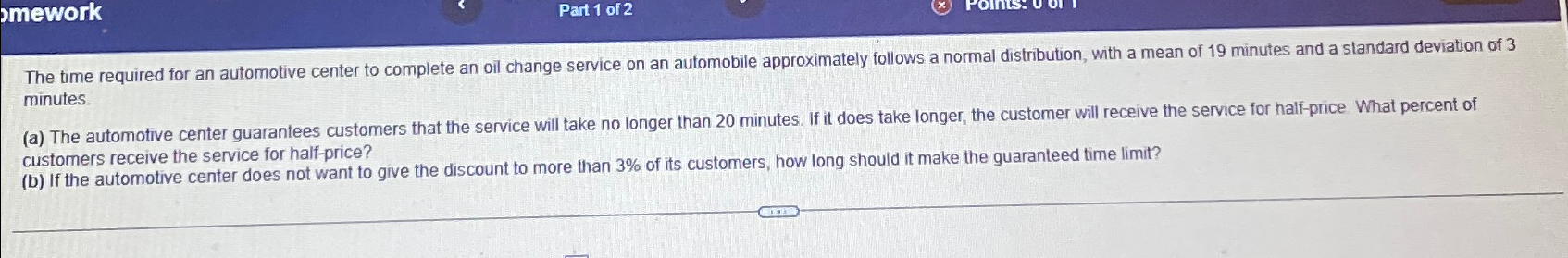 Solved smeworkPart 1 of 2The time required for an | Chegg.com Solved smeworkPart 1 of 2The time required for an | Chegg.com