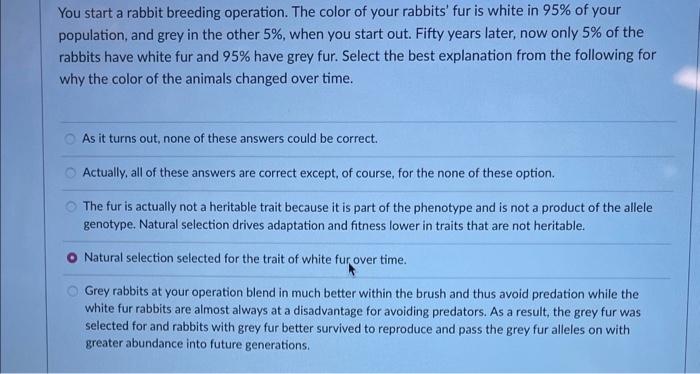 Solved You start a rabbit breeding operation. The color of | Chegg.com