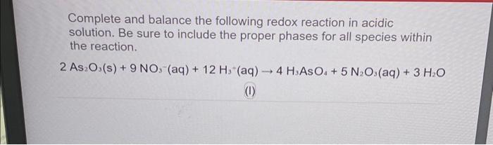 Solved Complete and balance the following redox reaction in | Chegg.com