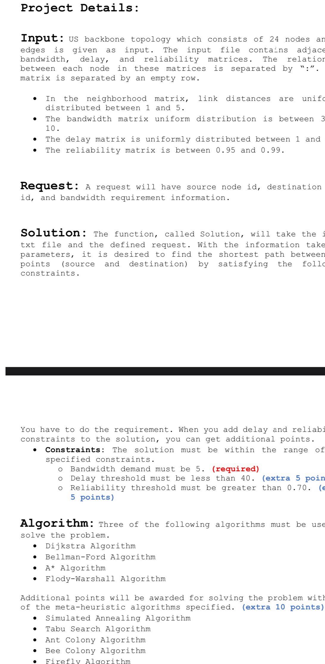 Solved Project Details:Input: us backbone topology which | Chegg.com
