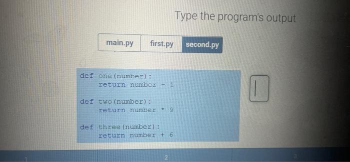 Solved elmin.py first.py second.py import first def one | Chegg.com