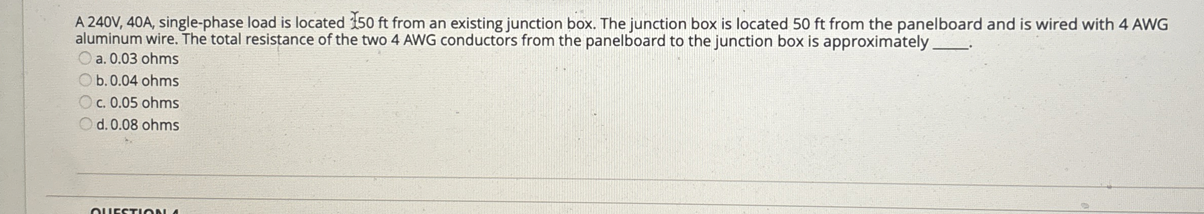 Solved A 240V,40A, ﻿single-phase load is located 150 ﻿ft | Chegg.com