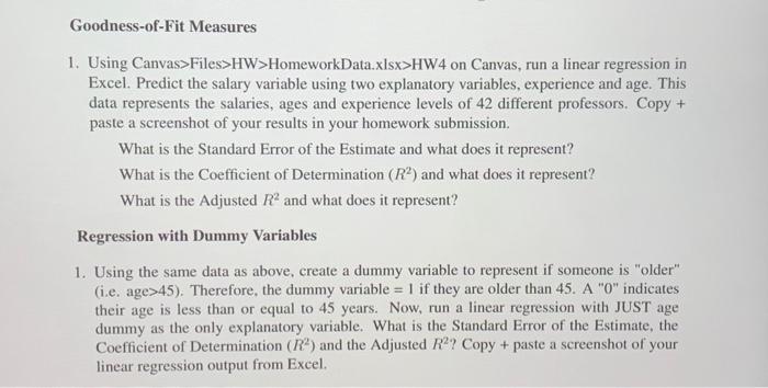 Solved Goodness-of-Fit Measures 1. Using Canvas > Files | Chegg.com