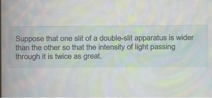 Solved Suppose that one slit of a double-slit apparatus is | Chegg.com