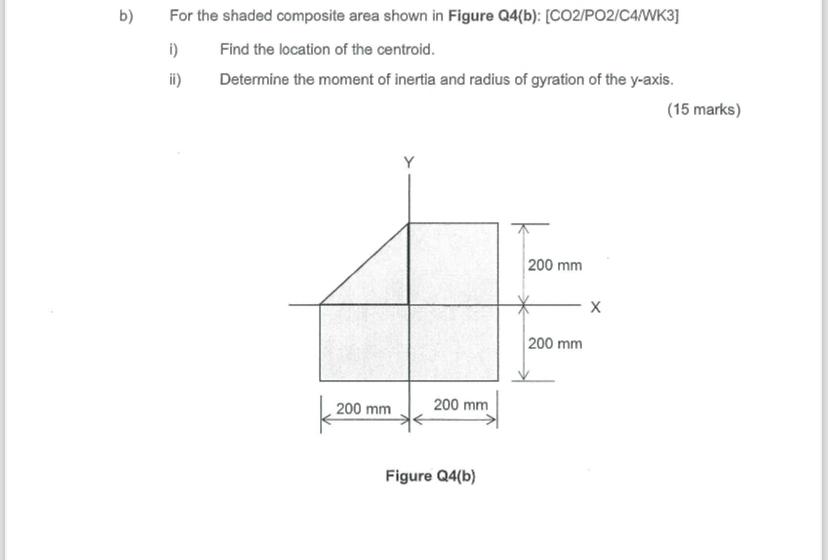 Solved b) ﻿For the shaded composite area shown in Figure | Chegg.com