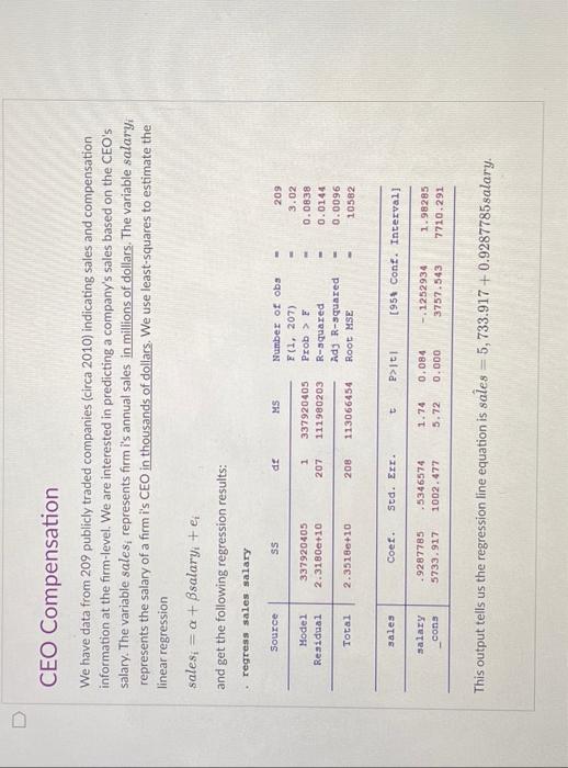 Solved We have data from 209 publicly traded companies | Chegg.com