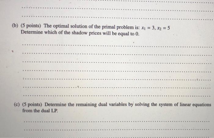 Solved Problem 5: (Linear Programming Duality) 120 points) | Chegg.com