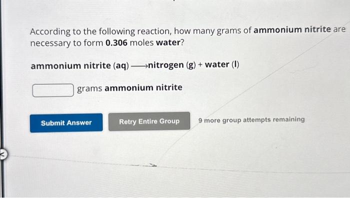 Solved According to the following reaction, how many grams | Chegg.com