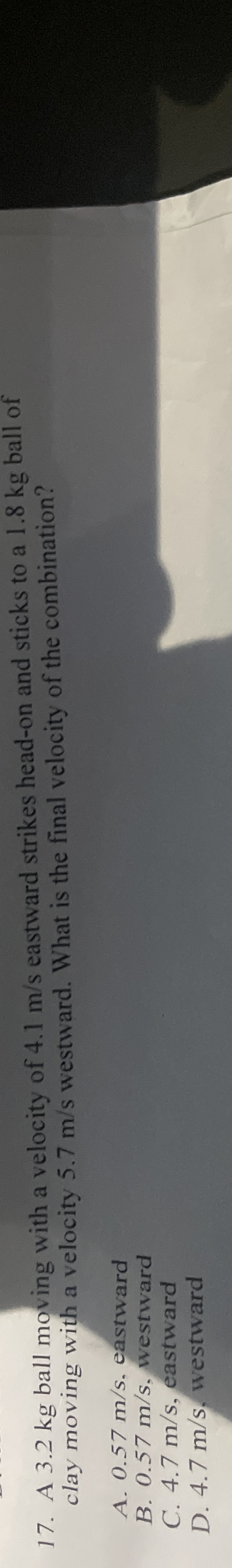 Solved A 3.2 ﻿kg ball moving with a velocity of 4.1ms | Chegg.com