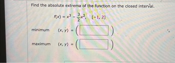 Solved Find the absolute extrema of the function on the | Chegg.com